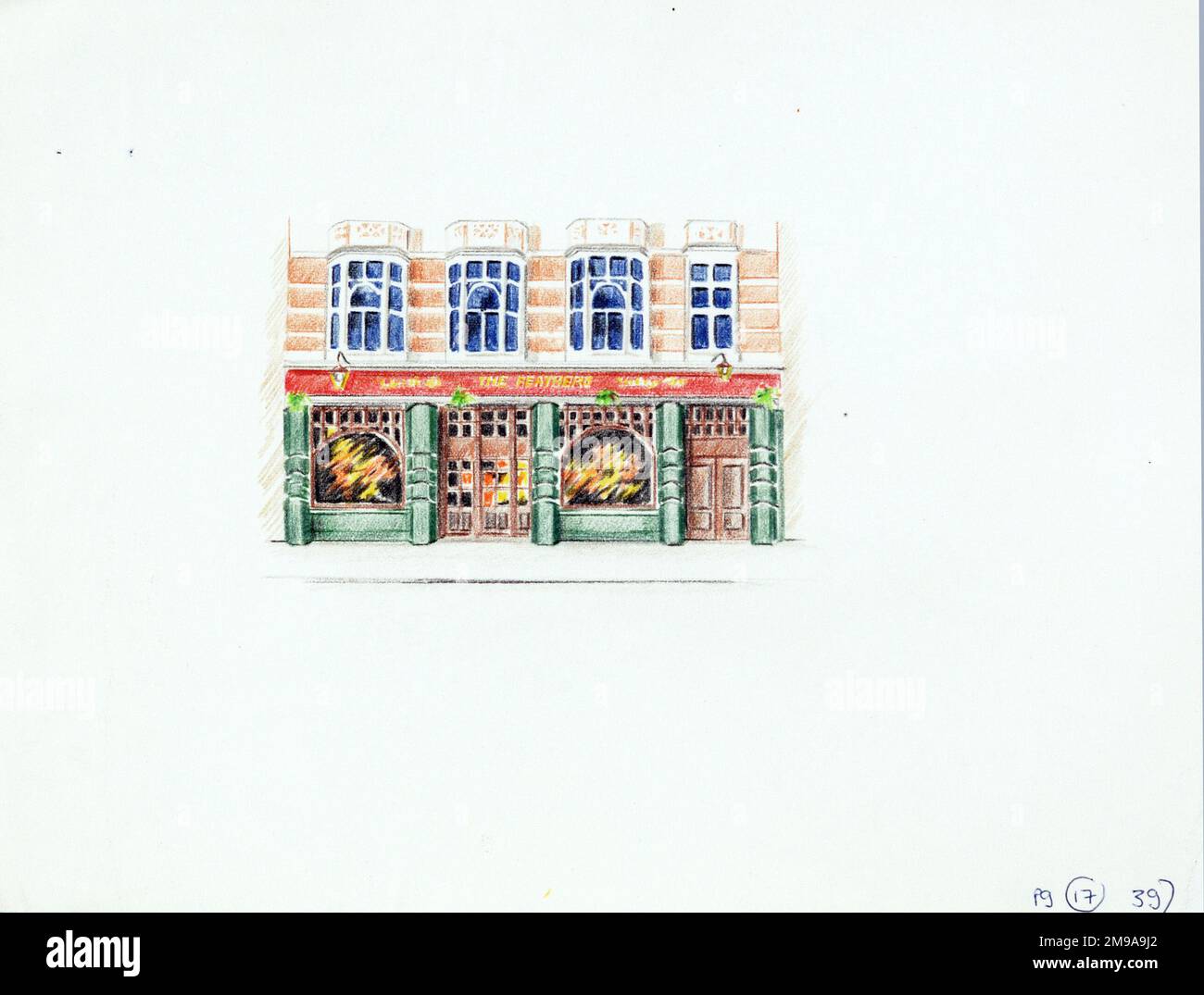 Sketch of Feathers Hotel, Westminster, London. The main side of the ...