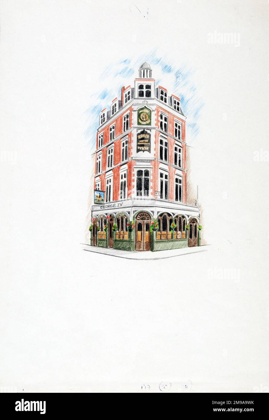 Sketch of George The Fourth PH, Holborn, London. The main side of the ...