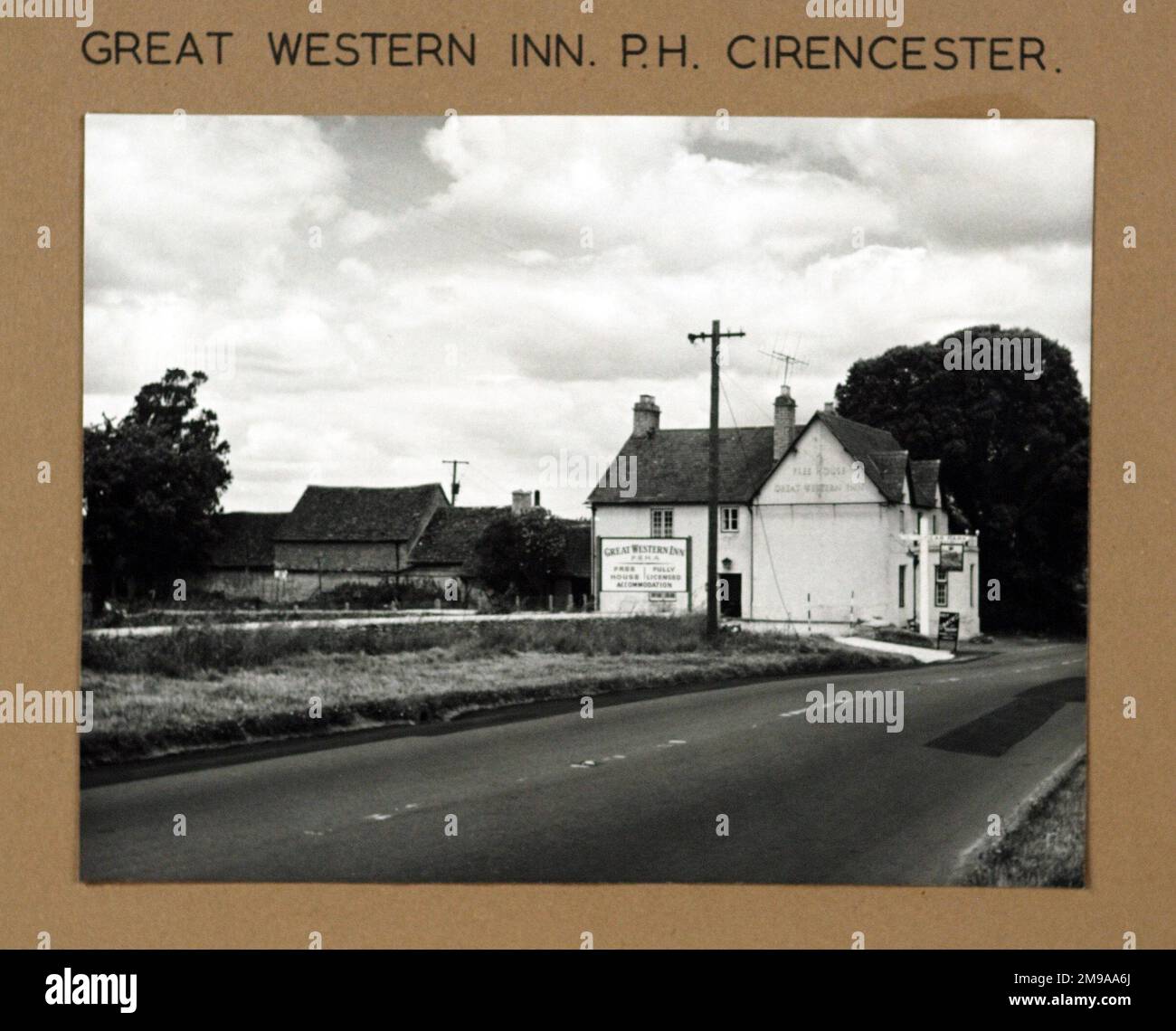 Great Western Inn, Cirencester, Gloucestershire. The main side of the print (shown here) depicts ...