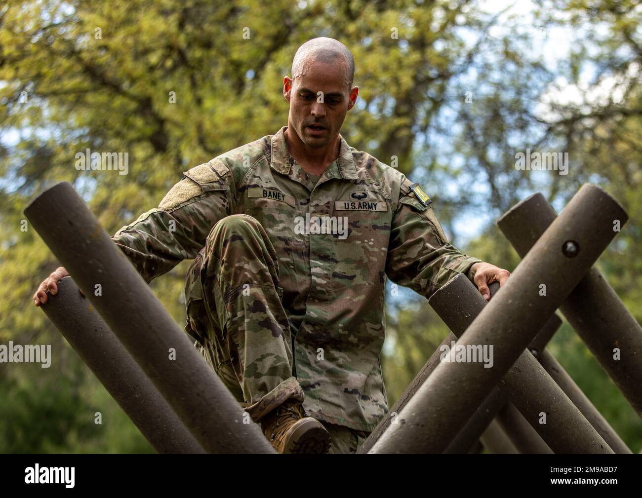 Army Reserve Spc. Collin Baney, assigned to the 412th TEC, preforms the ...