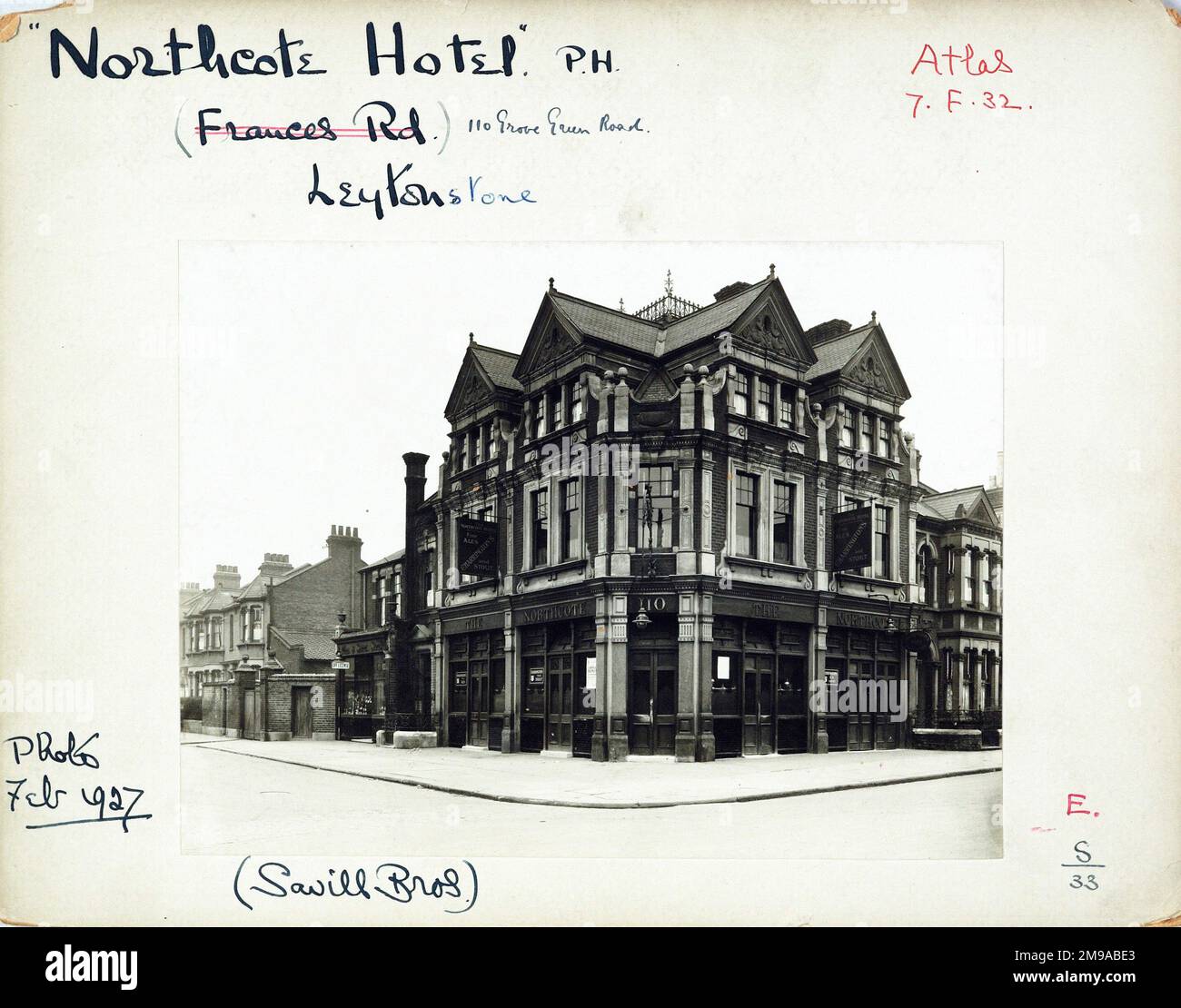 Photograph of Northcote Hotel, Leytonstone, London. The main side of ...