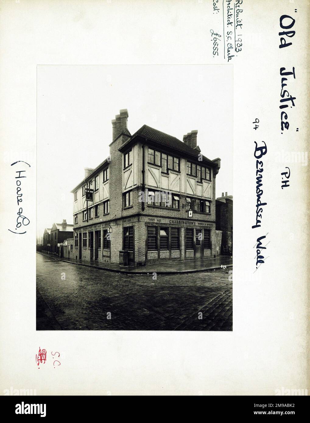 Photograph of Old Justice PH, Bermondsey, London. The main side of the ...