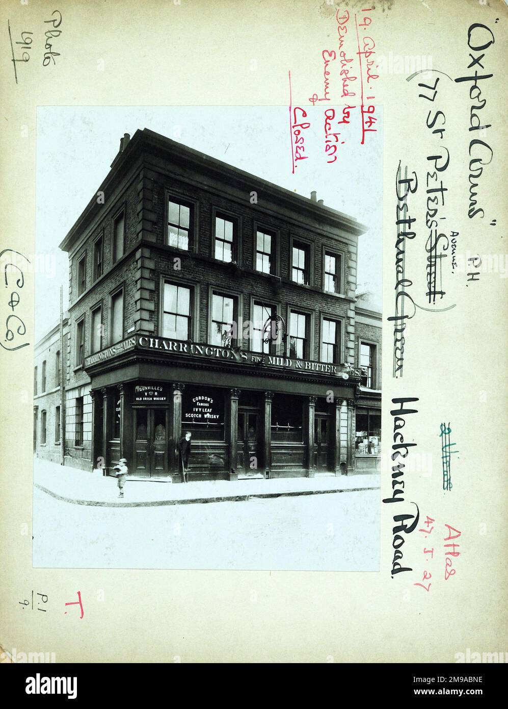 Photograph of Oxford Arms, Hackney Road, London. The main side of the ...