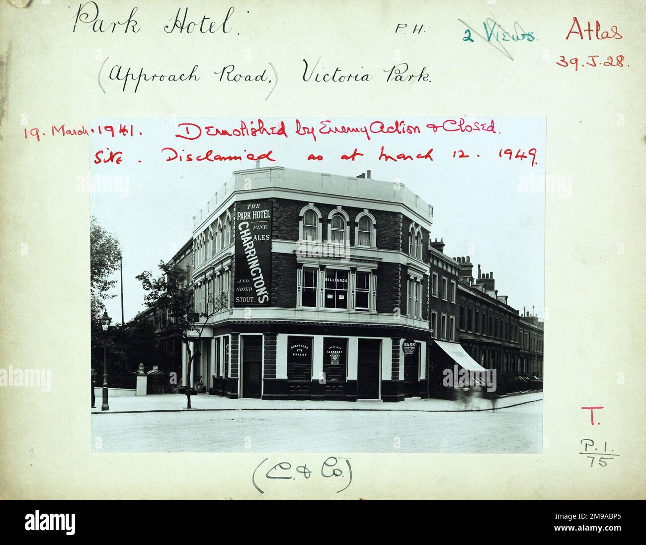 Photograph of Park Hotel, Victoria Park, London. The main side of the ...