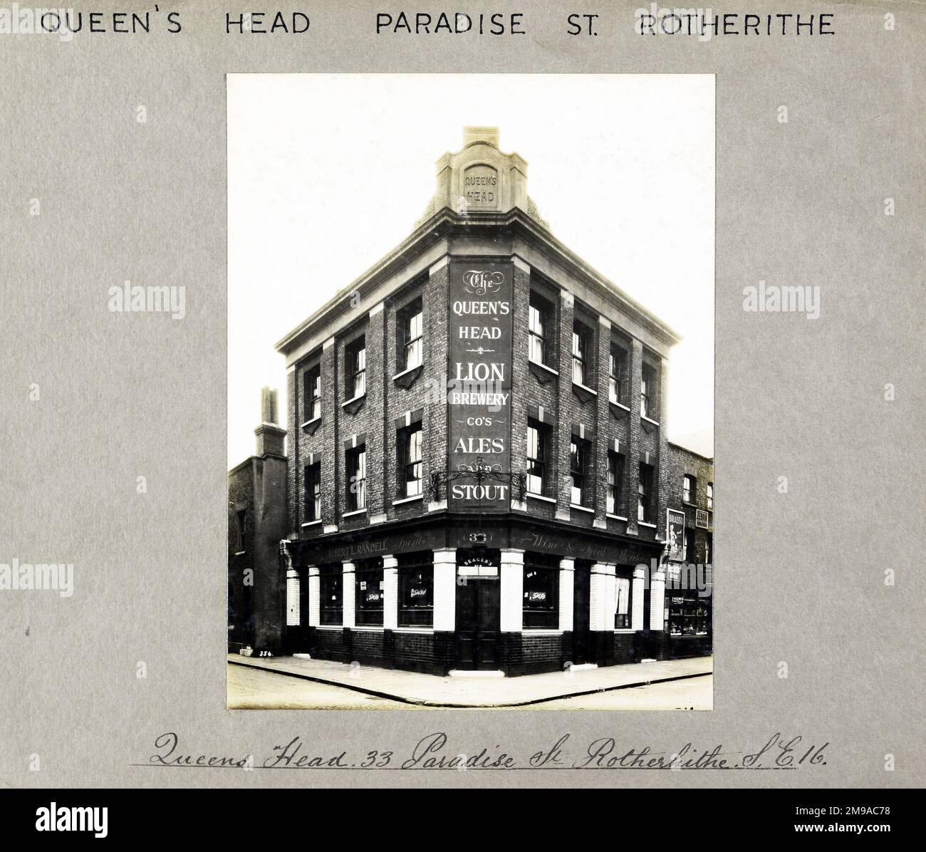 Photograph of Queens Head PH, Rotherhithe, London. The main side of the ...