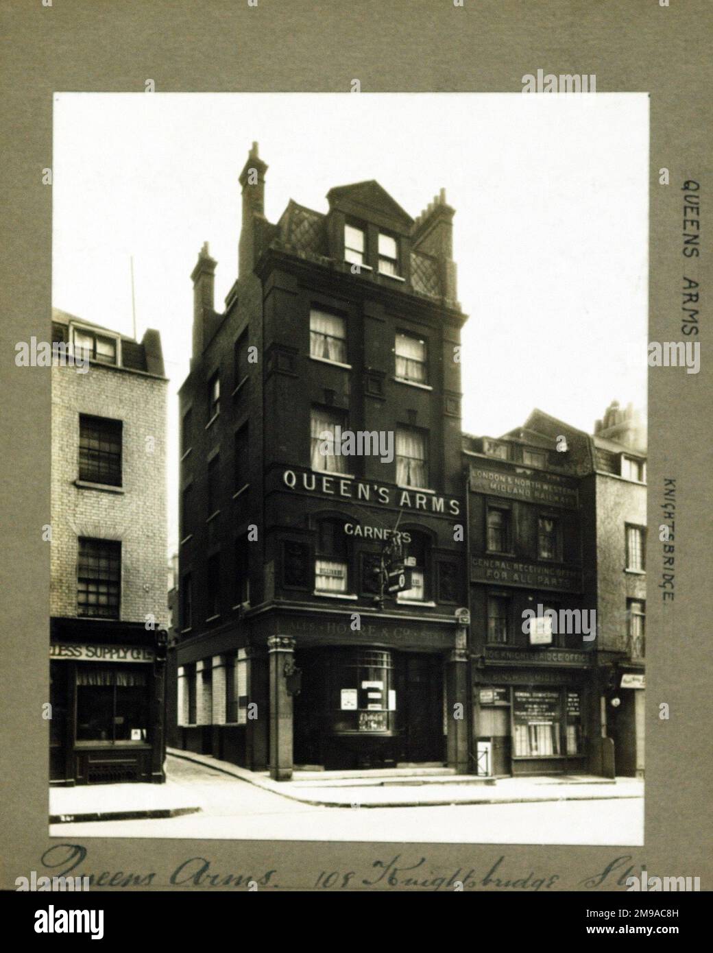 Photograph of Queens Arms, Knightsbridge, London. The main side of the ...
