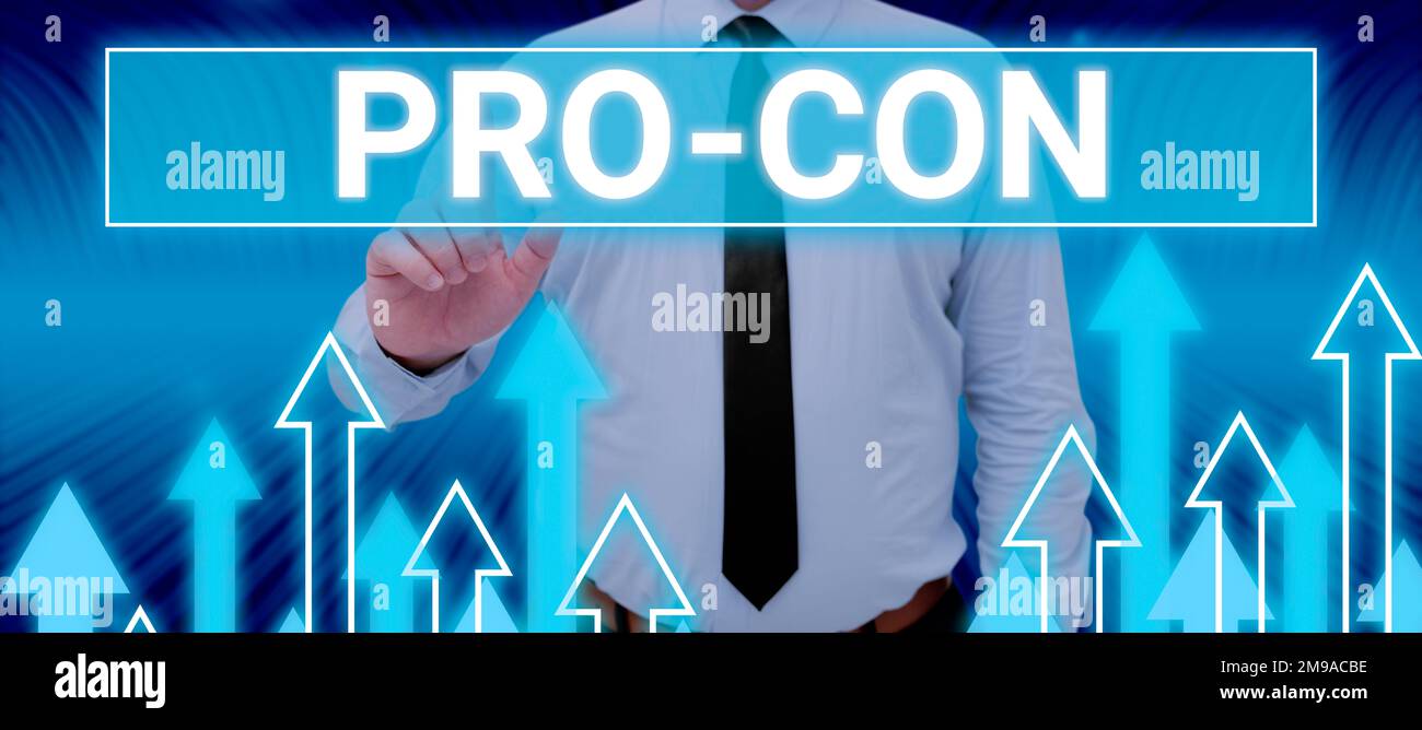 Hand writing sign Pro Con, Business idea everything its benefits and ...
