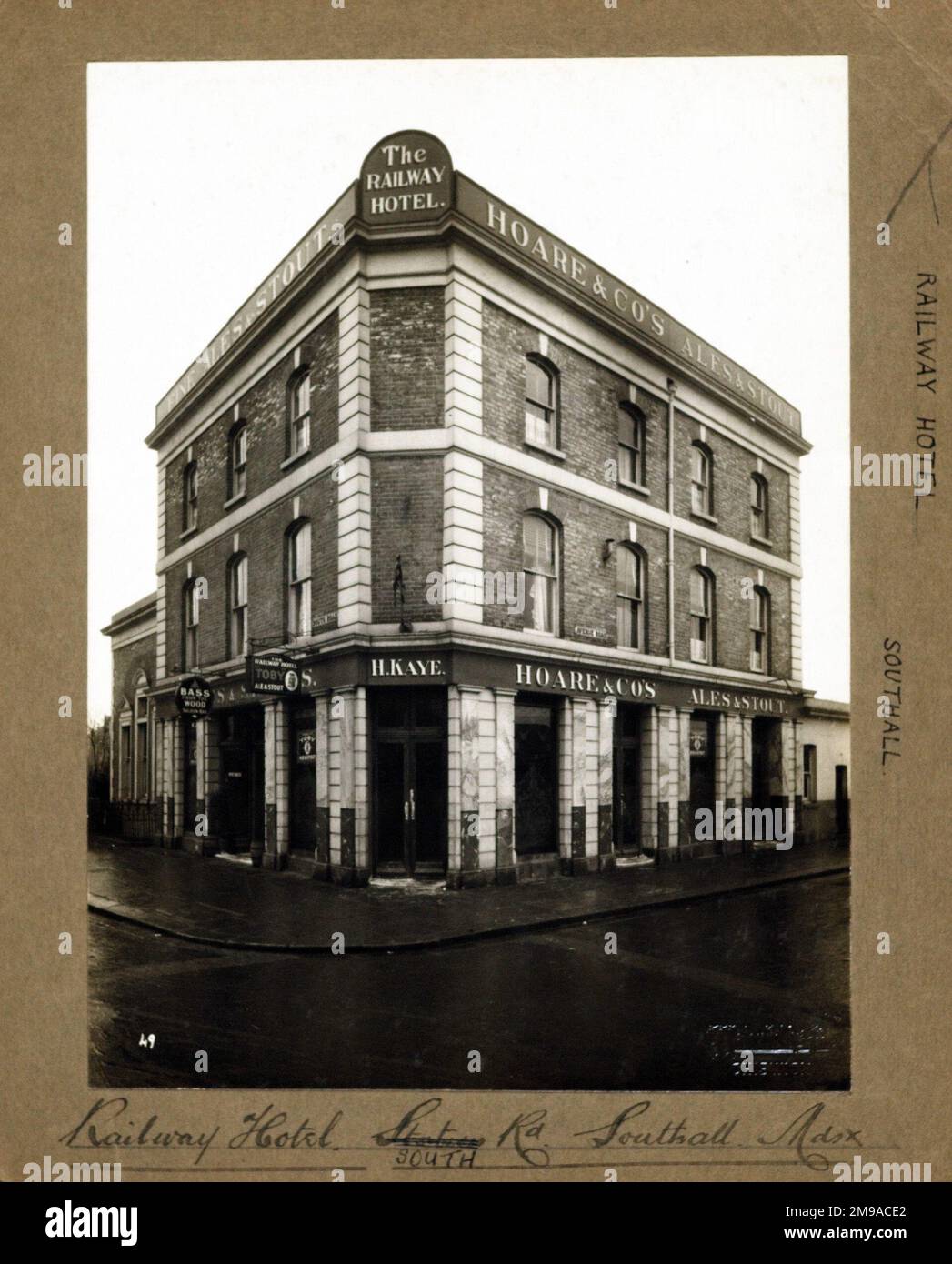Photograph of Railway Hotel, Southall, Greater London. The main side of ...
