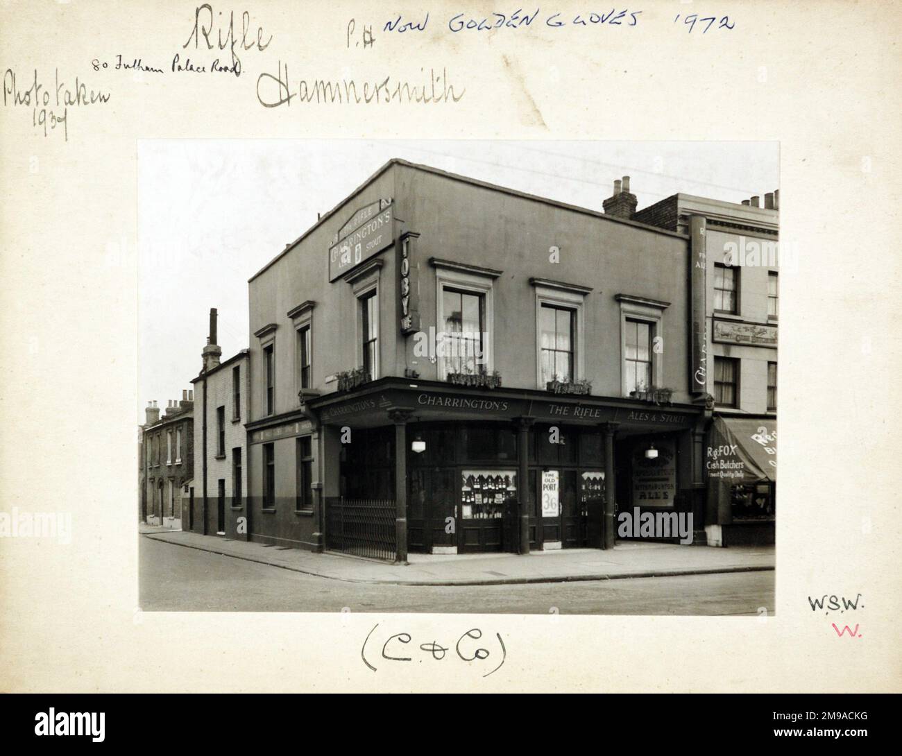 Photograph of Rifle PH, Hammersmith, London. The main side of the print ...