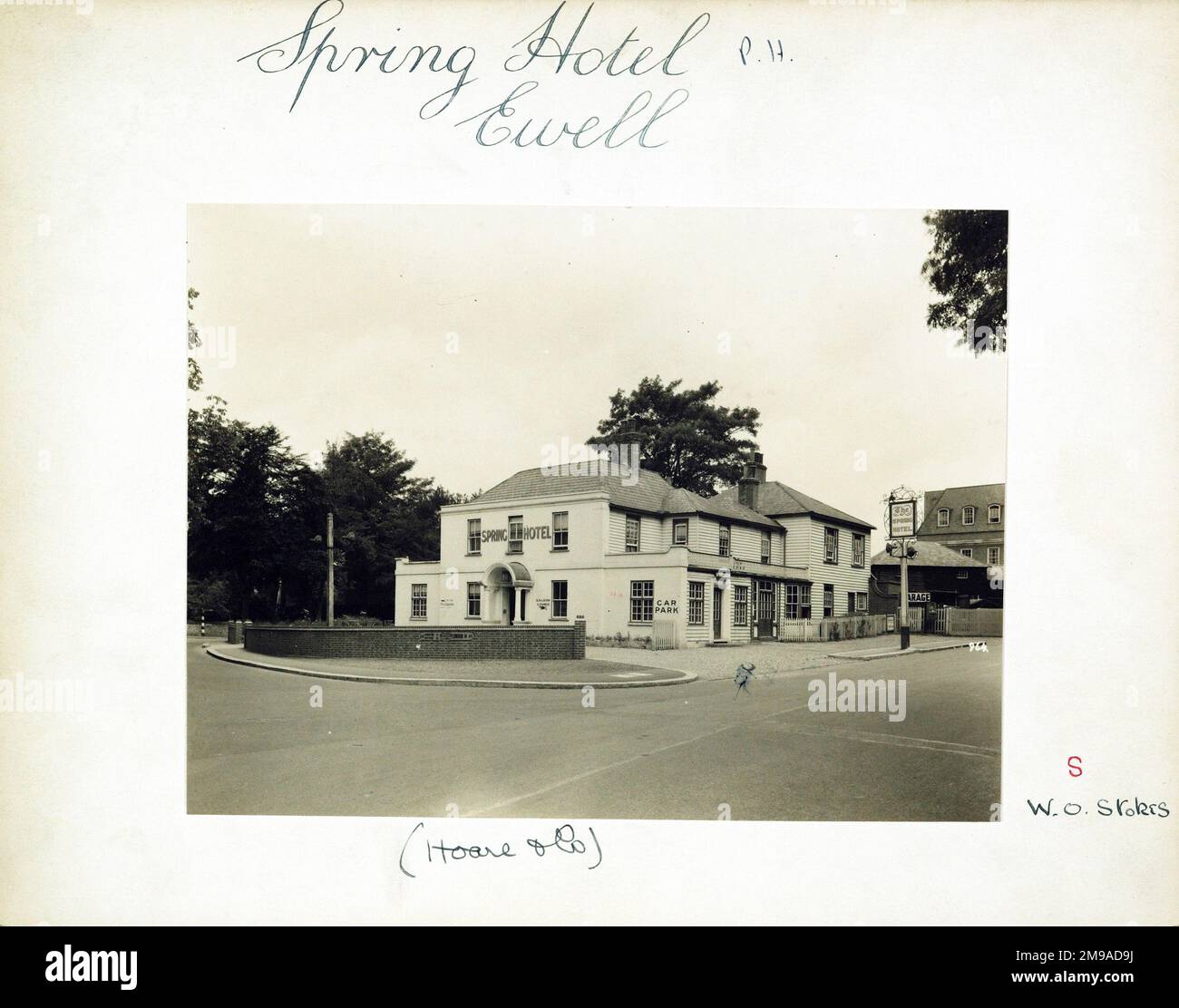 Photograph of Spring Hotel, Ewell, Surrey. The main side of the print ...