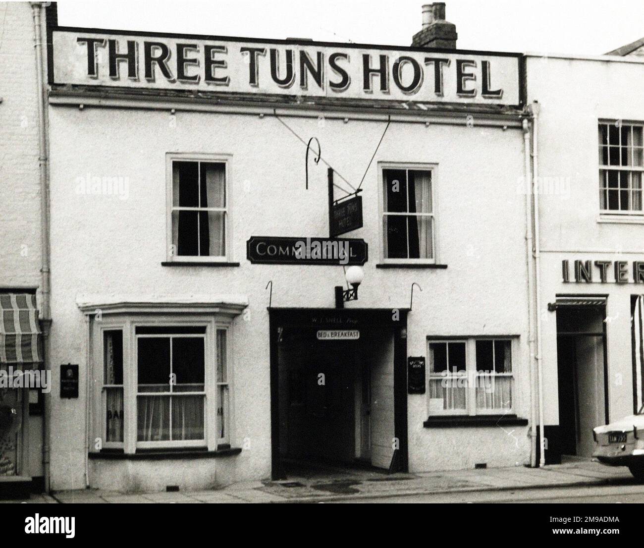 Photograph of Three Tuns Hotel, Honiton, Devon. The main side of the ...