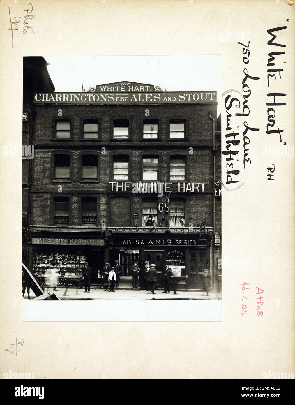 Photograph of White Hart PH, Smithfield, London. The main side of the ...