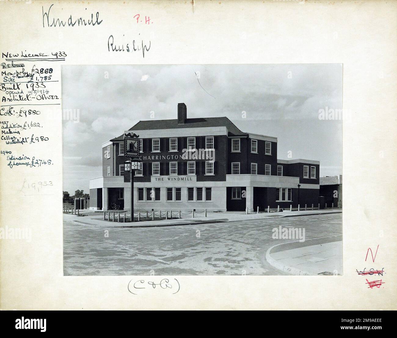 Photograph of Windmill PH, Ruislip, Greater London. The main side of ...