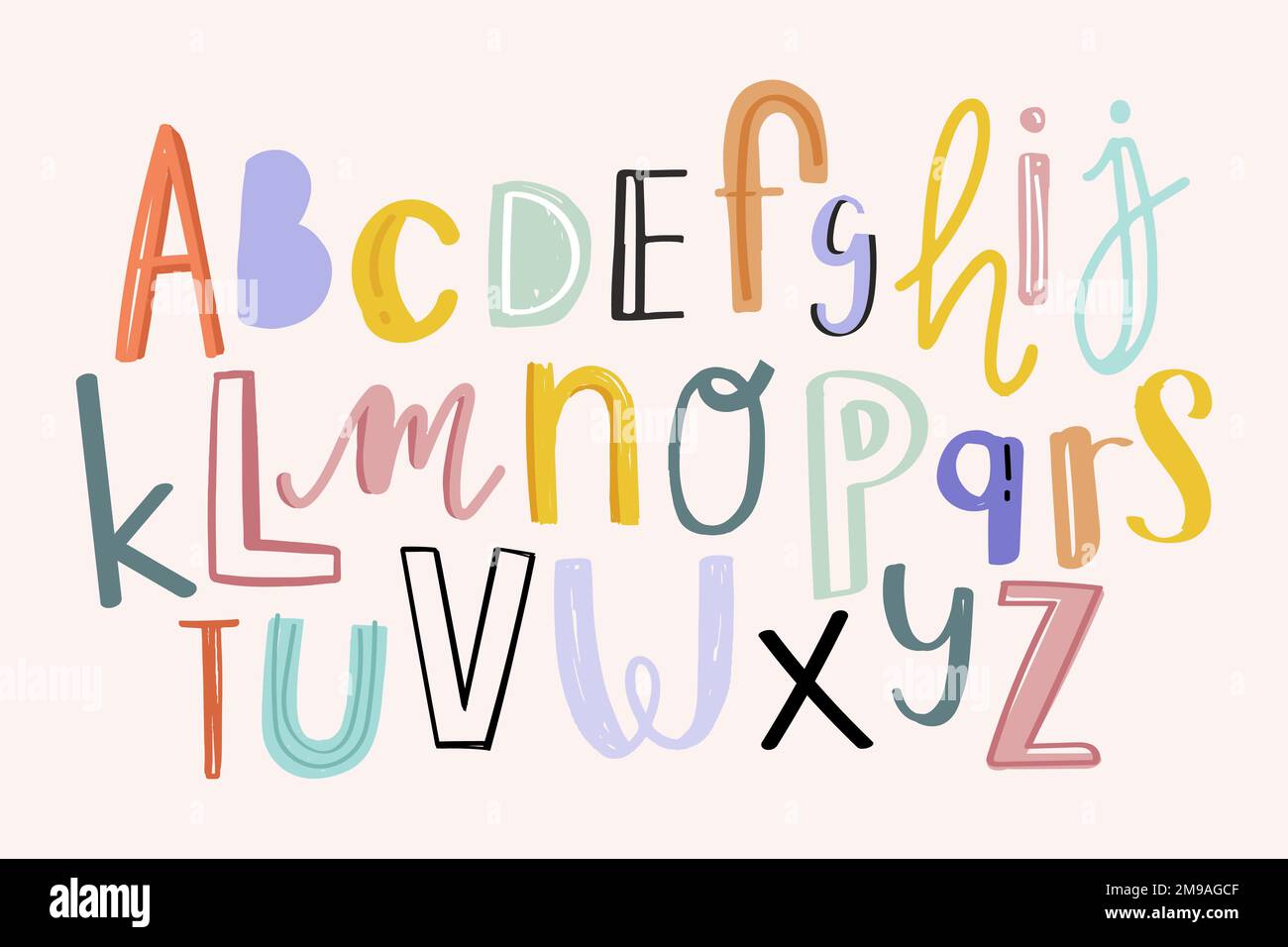 Alphabet doodle typography font set vector Stock Vector Image & Art - Alamy