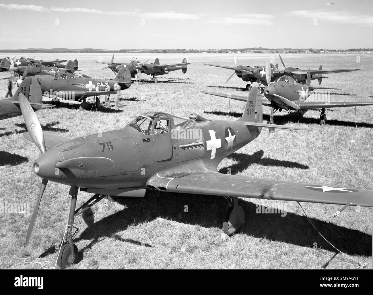 United states Army Air Force - Bell P-39D Airacobras and Lockheed P-38E ...