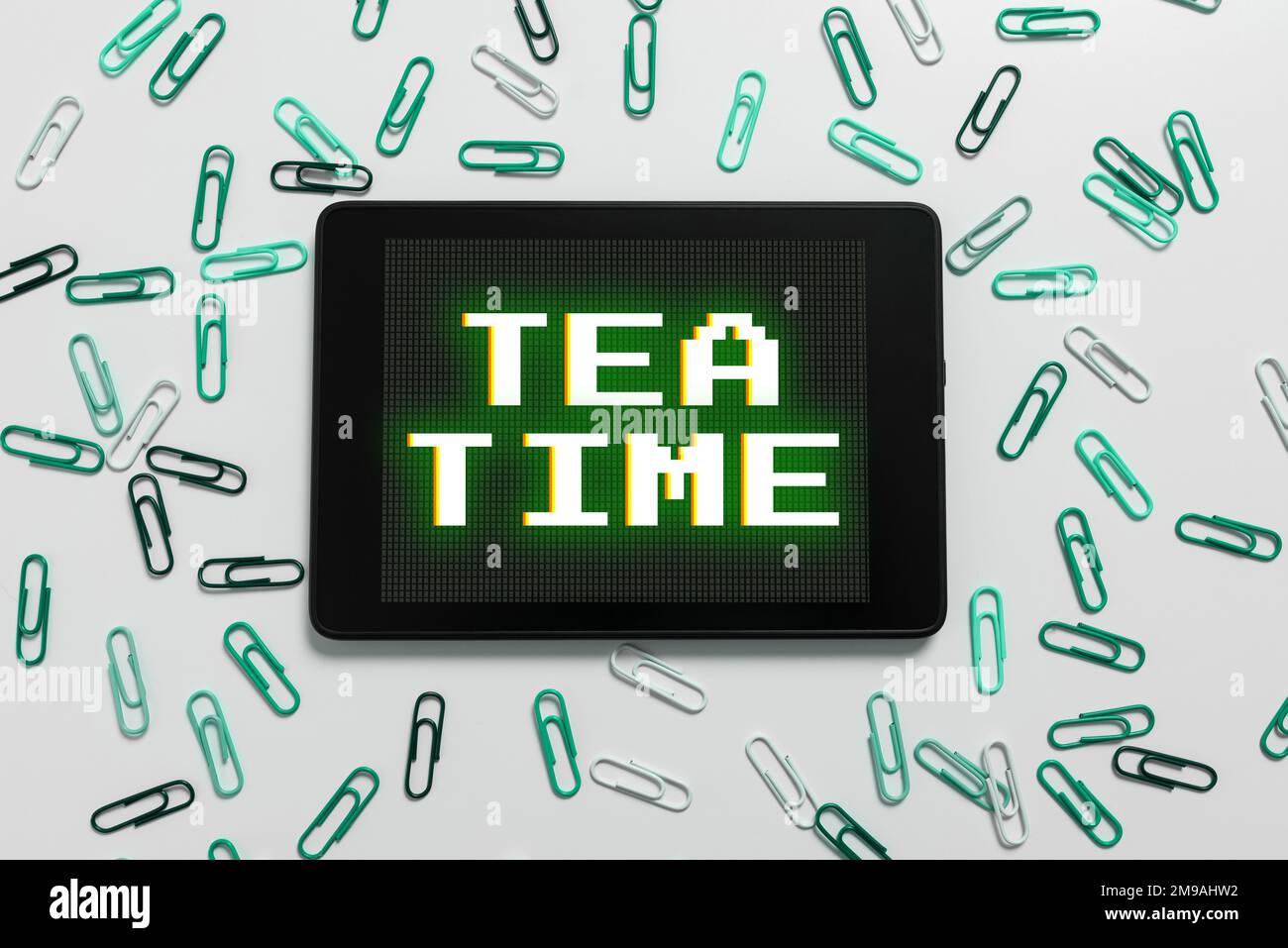 Conceptual caption Tea Time. Word Written on the time in the afternoon ...