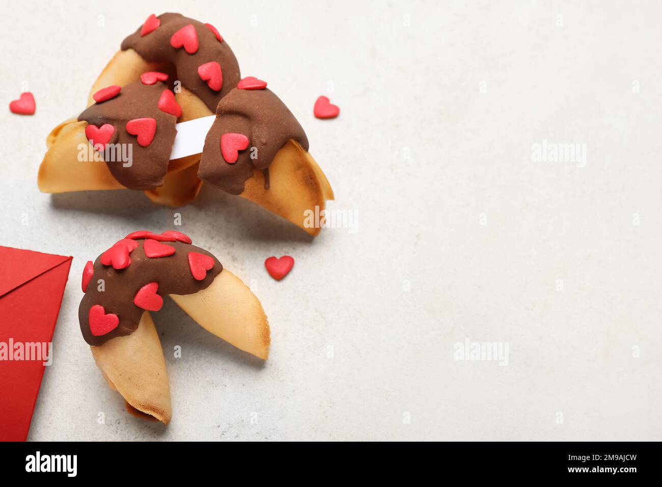 Tasty fortune cookies on light background, closeup. Valentine's Day ...