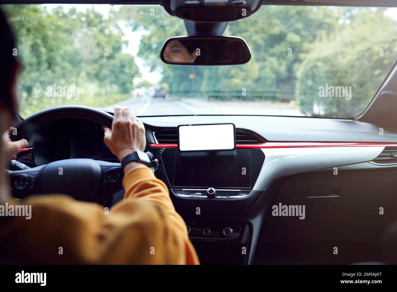 Close Up Of Driver With Hands Free Unit For Green Screen Mobile Phone ...