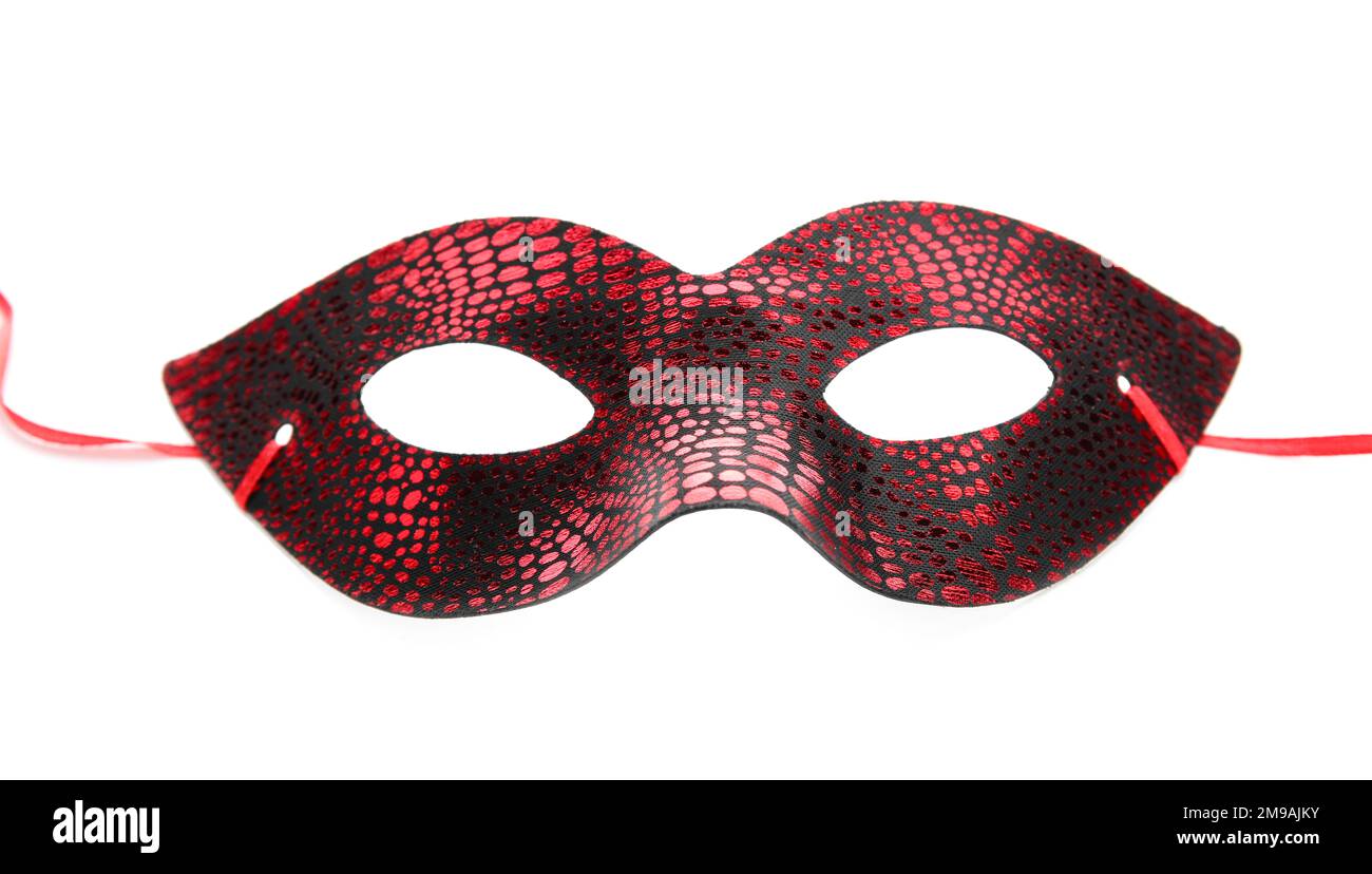 Red carnival mask for Mardi Gras celebration on white background Stock ...