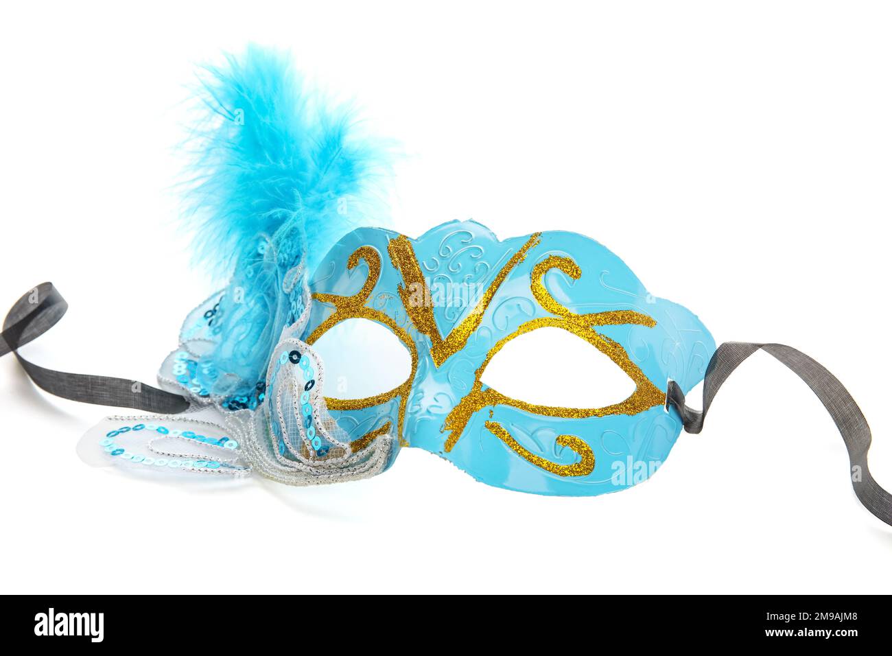 Blue carnival mask for Mardi Gras celebration on white background Stock ...