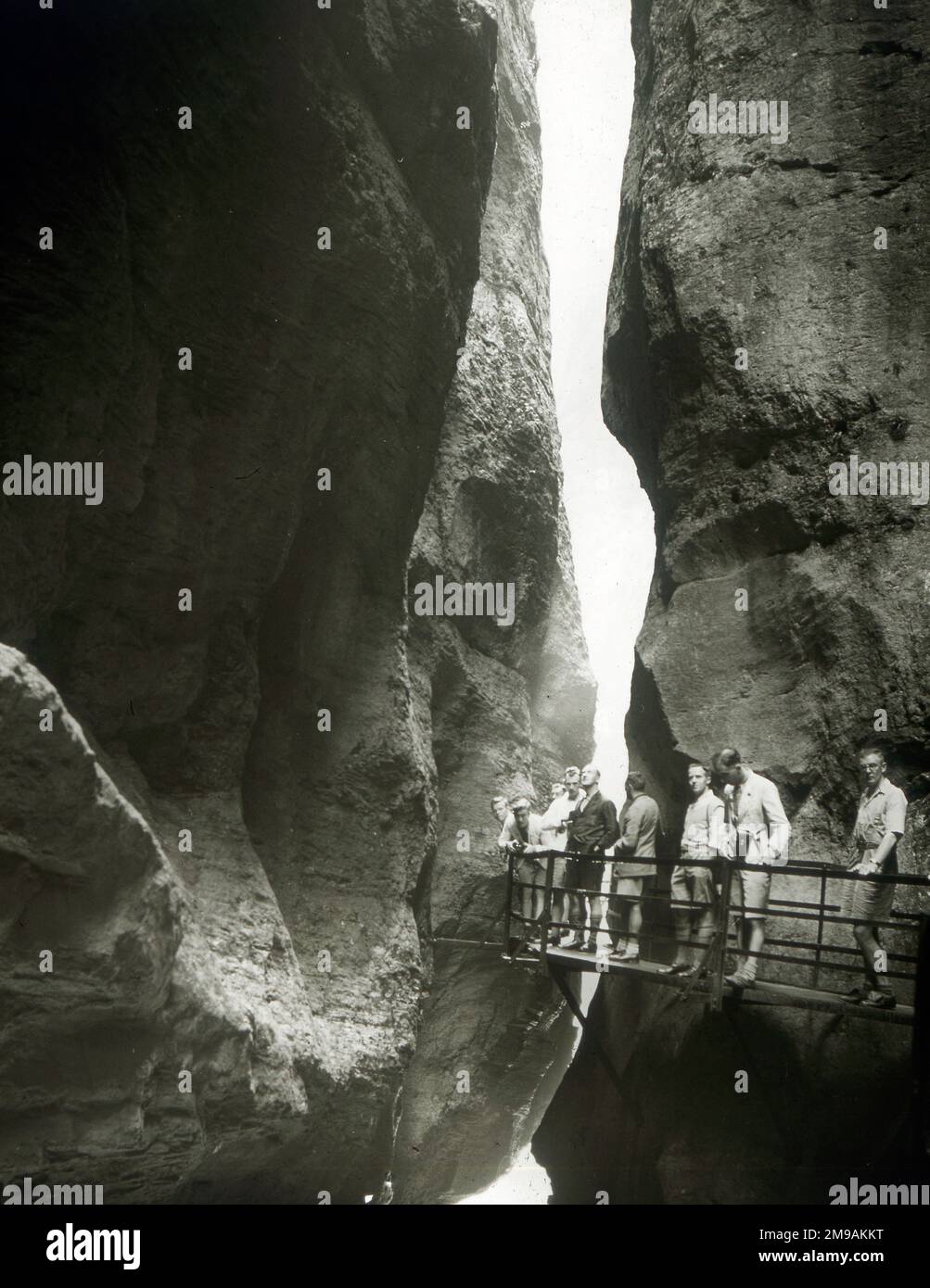Narrow gorge with precipitous walkway, Northern Italy (1 of 2 Stock ...