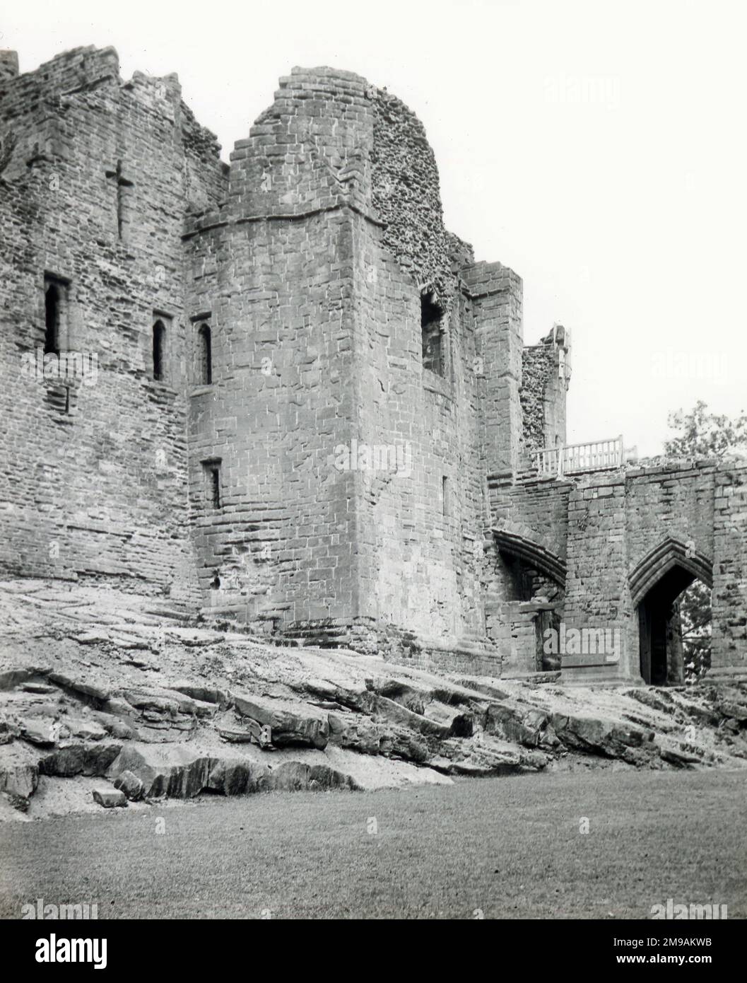 Goodrich Castle, entrance - a Norman medieval castle north of the village of Goodrich in ...