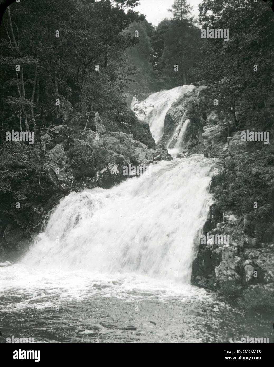 Rhaeadr Ddu Waterfall at Maentwrog, Coed Felenrhyd Bach Woodland, North ...