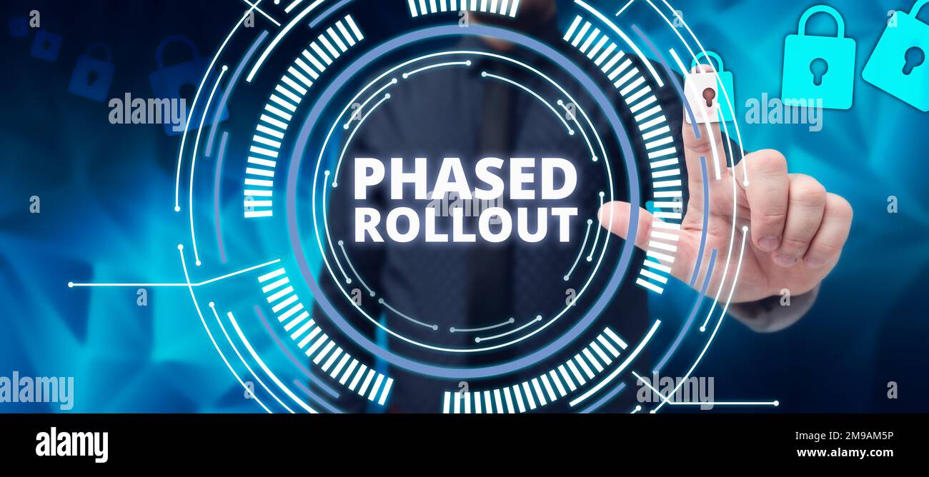 Text showing inspiration Phased Rollout, Word Written on the practice of prescription drug ...