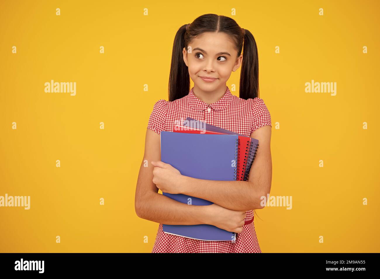 Teenager school girl study with books. Learning knowledge and kids ...