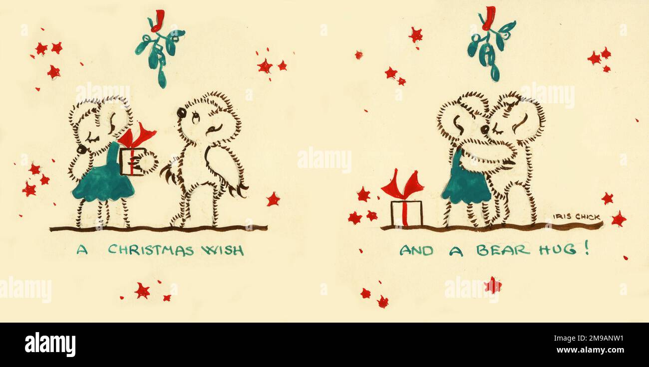 Original Artwork - Design for a Christmas card - Two little bears in ...
