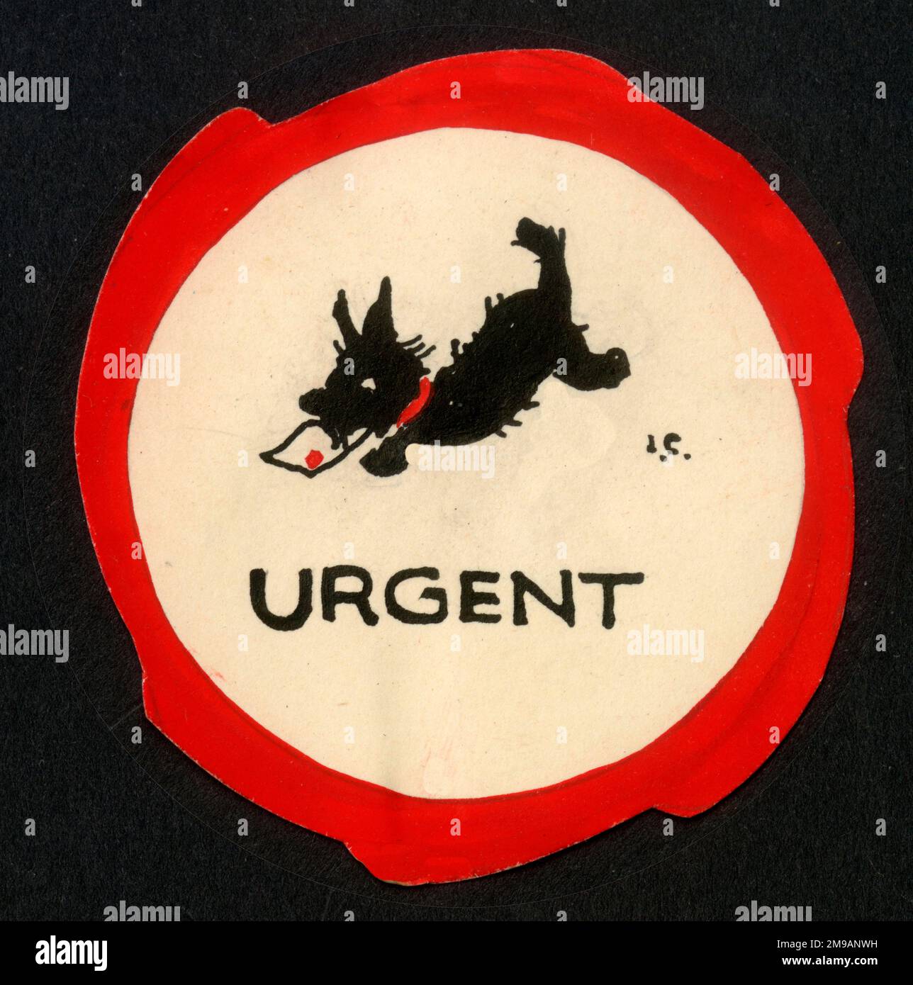 Small circular gift tag - original artwork - Urgent - a little black ...