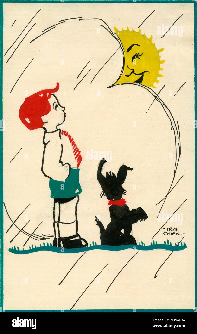 Original Artwork - Easter postcard design for children - A boy and his ...