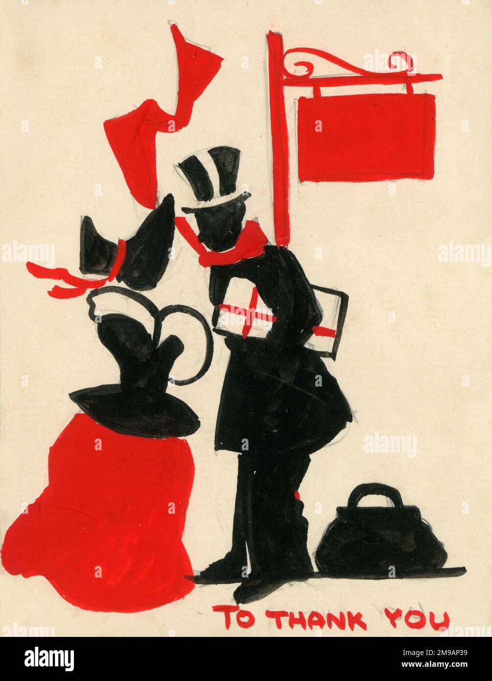 Original Artwork - Design for a Christmas thank you card - Vintage ...