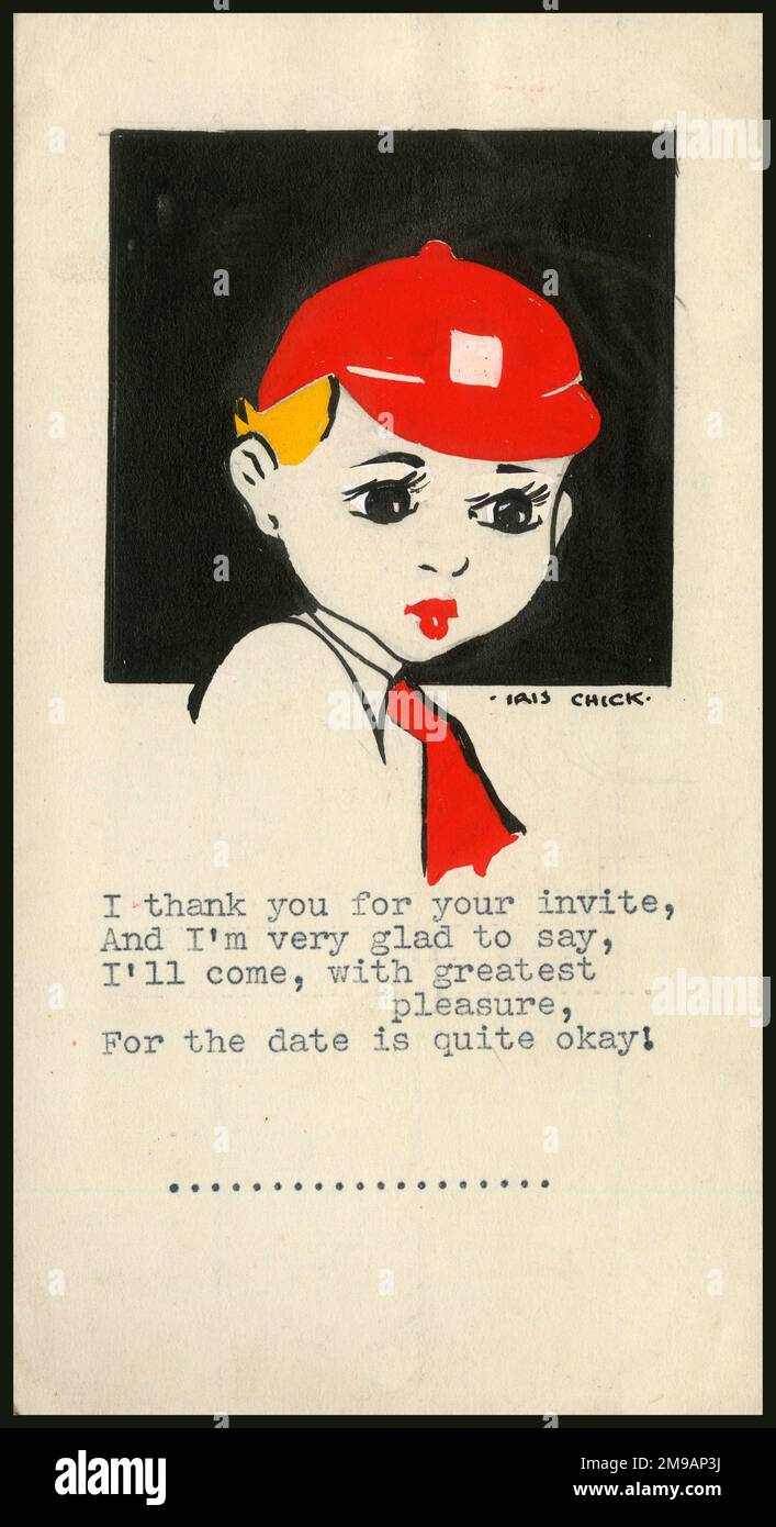 Original Artwork - Design for a card accepting a party invitation - a ...