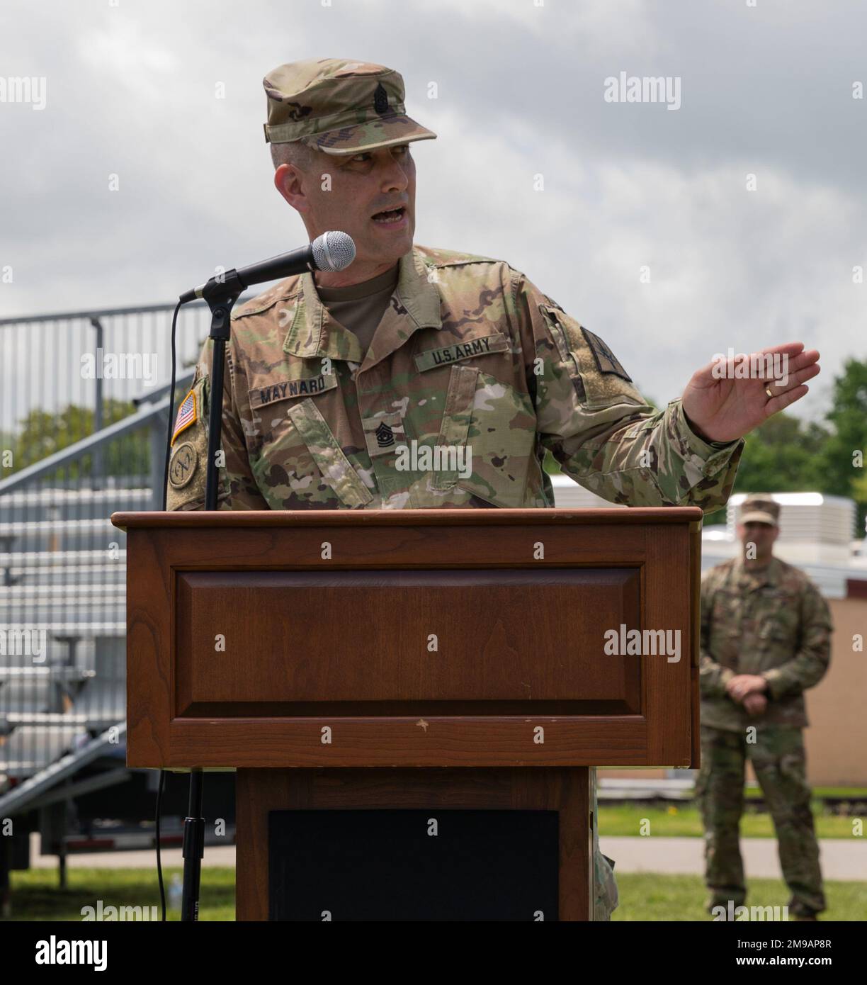 New York National Guard Command Sgt. Major Marc Maynard, speaks during ...