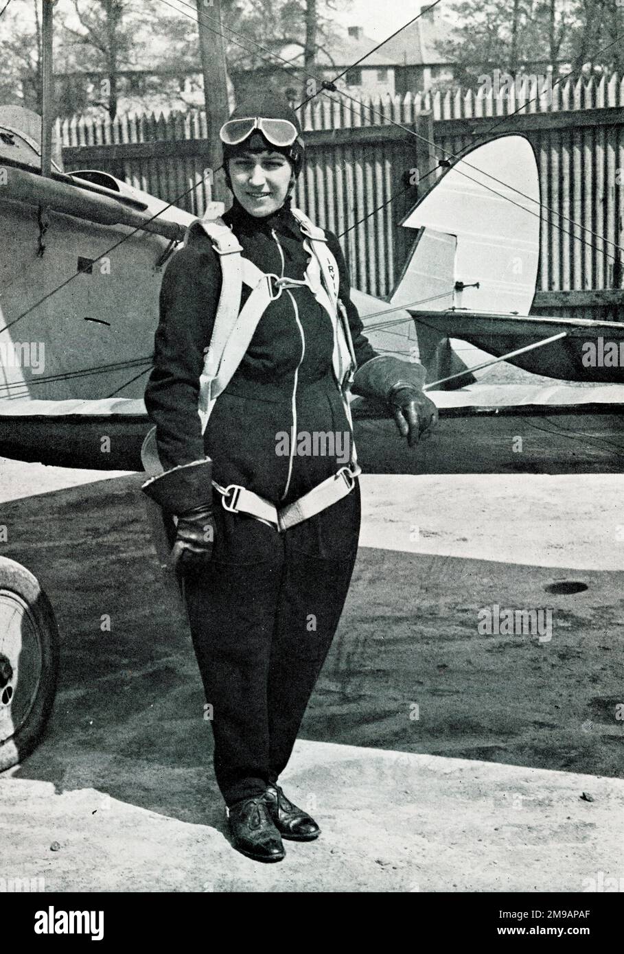 Amy Johnson, pilot, ready for her London-Australia flight Stock Photo ...