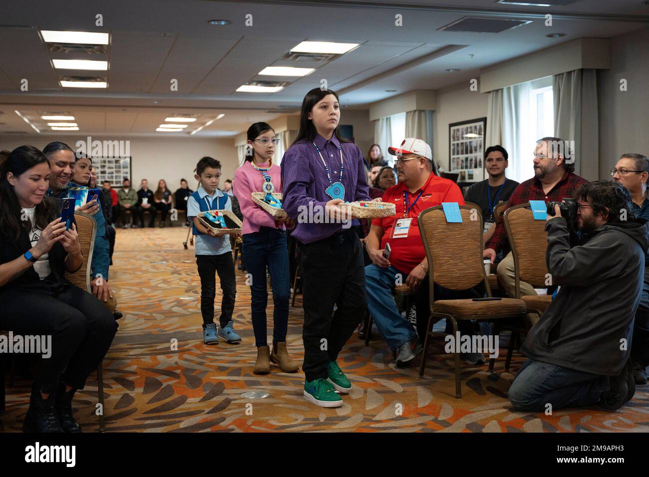 Youth carry medals for the 2023 North American Indigenous Games at the ...