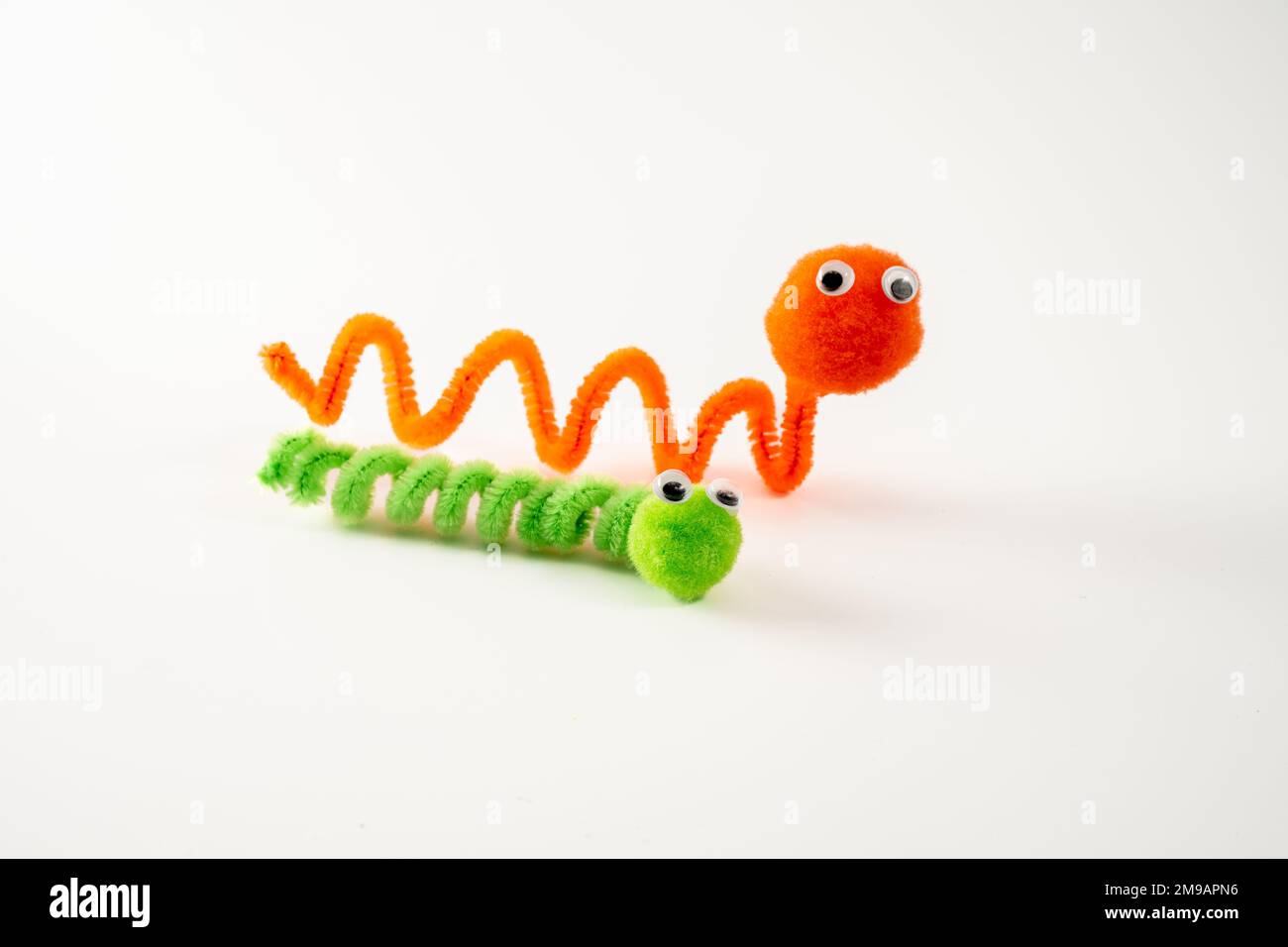 googly eyed pom pom pipe cleaner orange wriggly worm green caterpillar ...