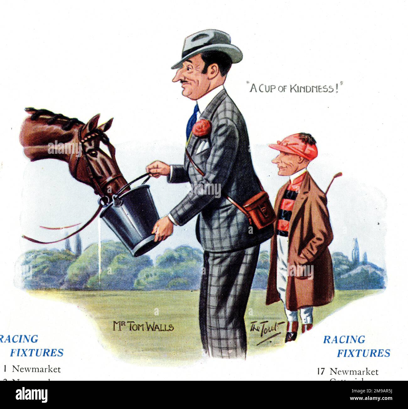 Racehorse owner Tom Walls with horse and jockey, racing fixtures Stock ...