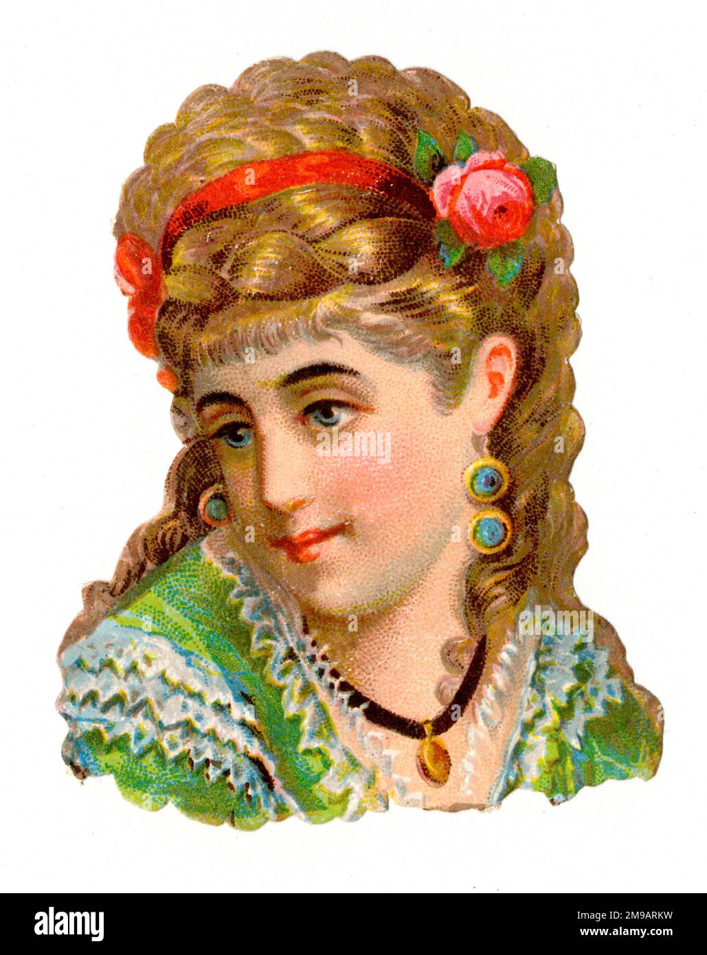 Victorian scrap, Head and shoulders of a young woman Stock Photo - Alamy