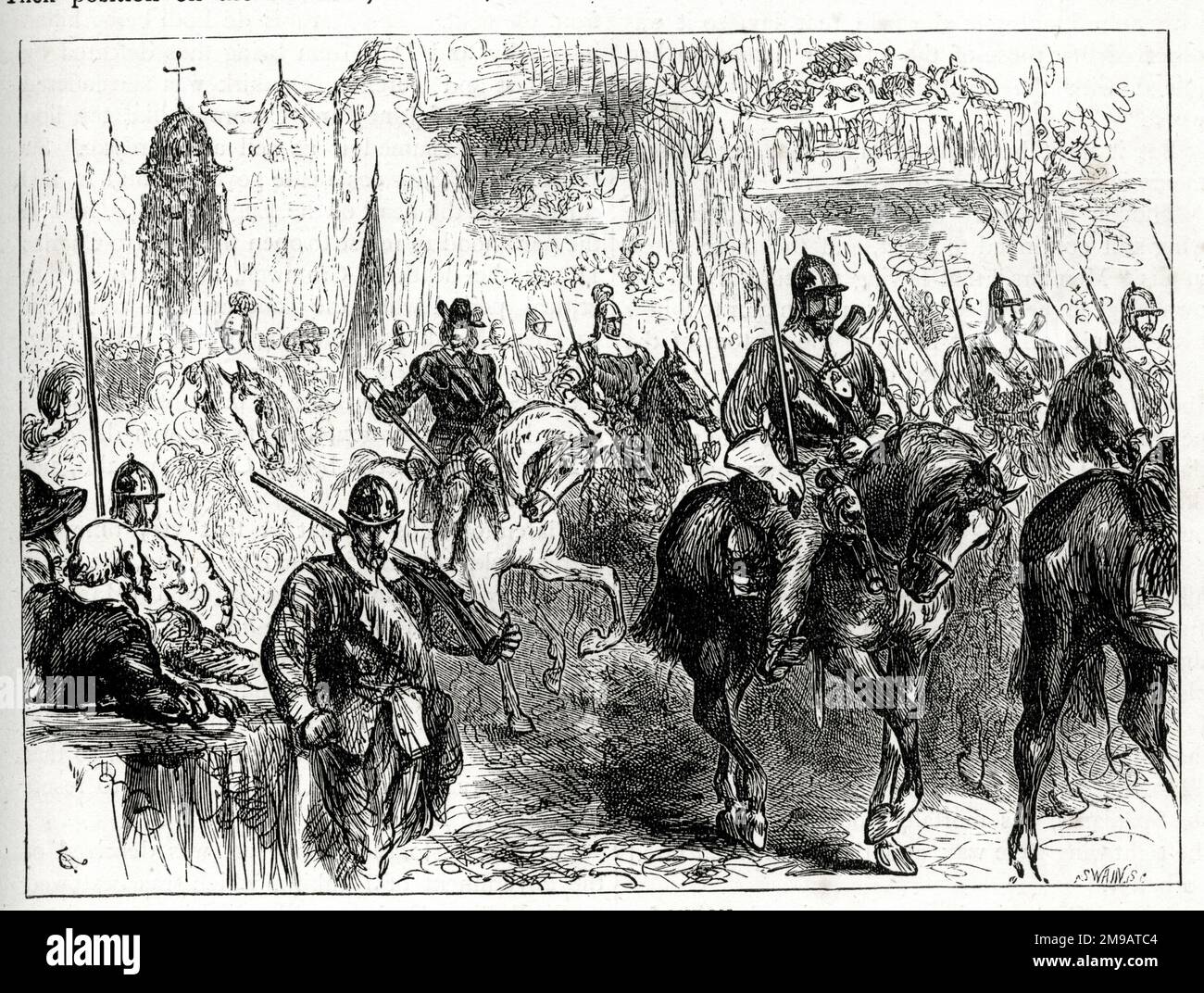 General George Monck entering London with his troops on the Restoration ...
