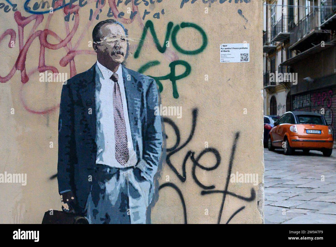 The mural of anti-Mafia prosecutor Paolo Borsellino created by street ...