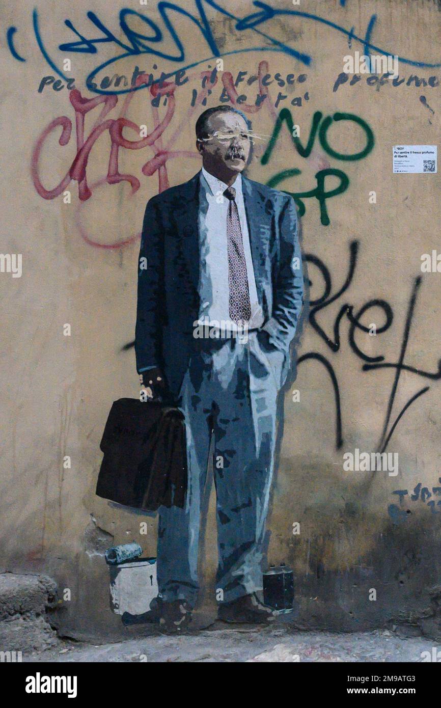 The mural of anti-Mafia prosecutor Paolo Borsellino created by street ...