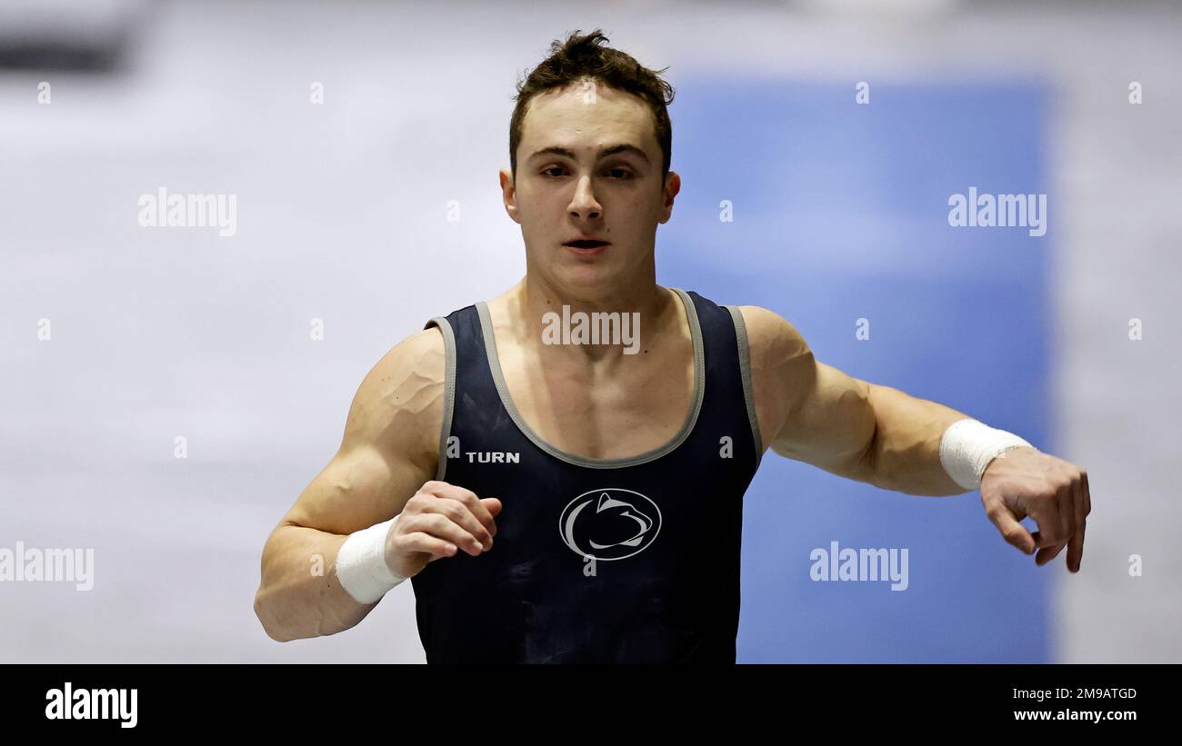 Penn State's Matthew Underhill competes during an NCAA gymnastics meet ...