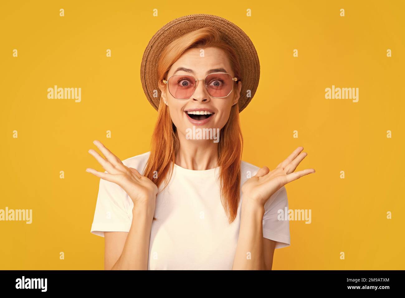 Female model with amazed expression, surprised face. Excited amazed ...