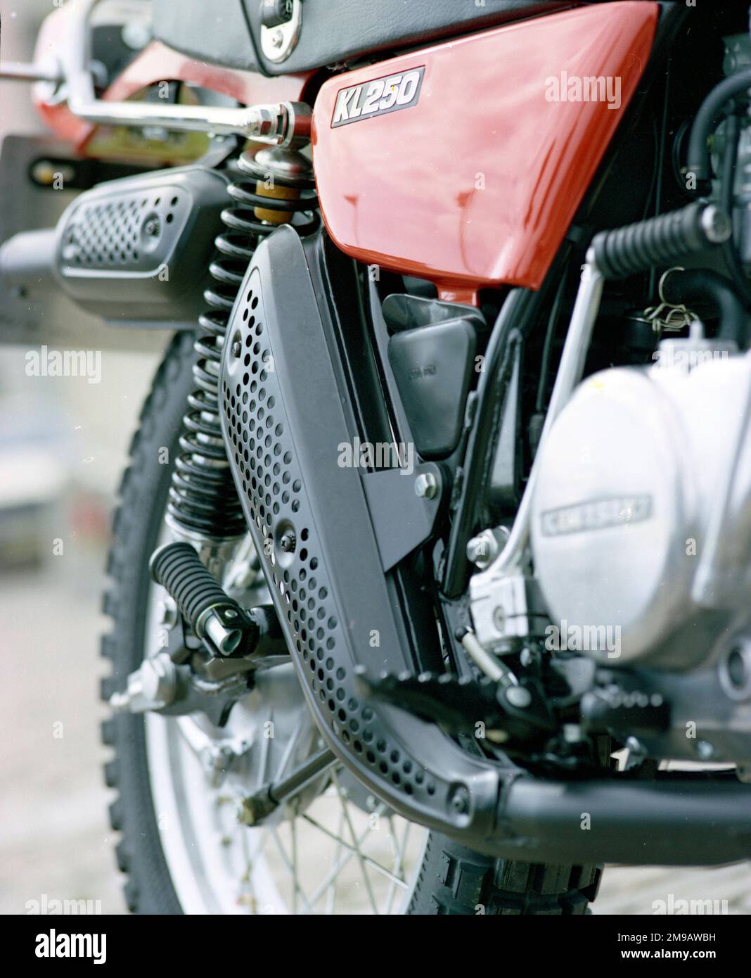 Kawasaki KL 250 motorbike exhaust Stock Photo - Alamy