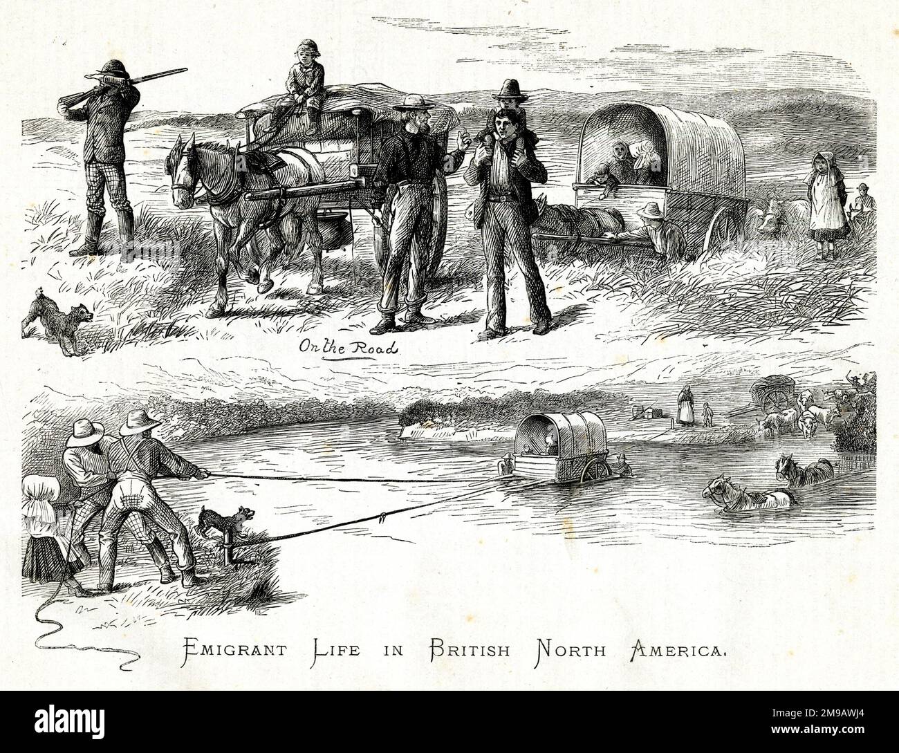 Emigrant Life in British North America, Canadian settlers on the road ...