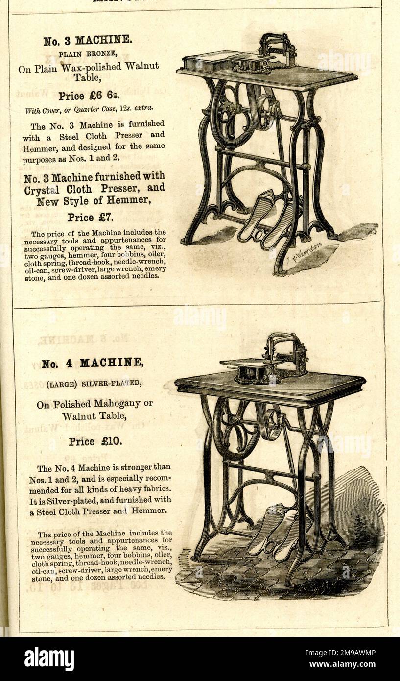 Advert, Wheeler & Wilson's Sewing Machines Nos. 3 and 4 Stock Photo - Alamy