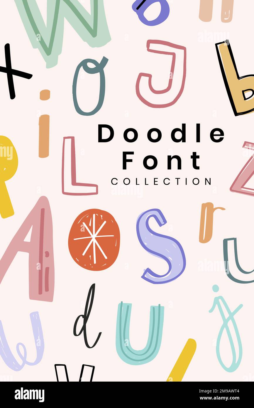 Doodle font collection poster vector Stock Vector Image & Art - Alamy