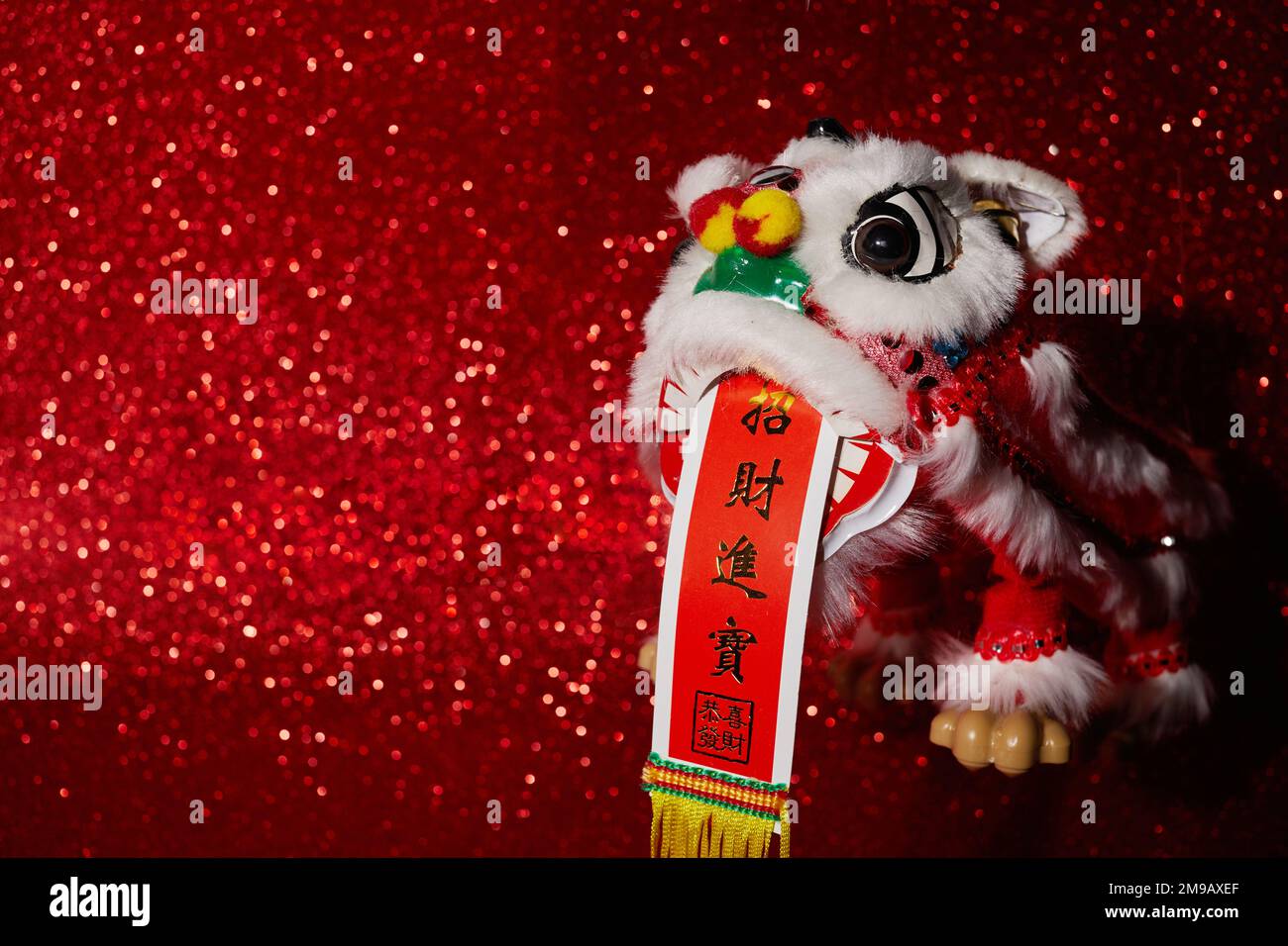 Traditional colorful chinese lion, Chinese paper means: good fortune ...